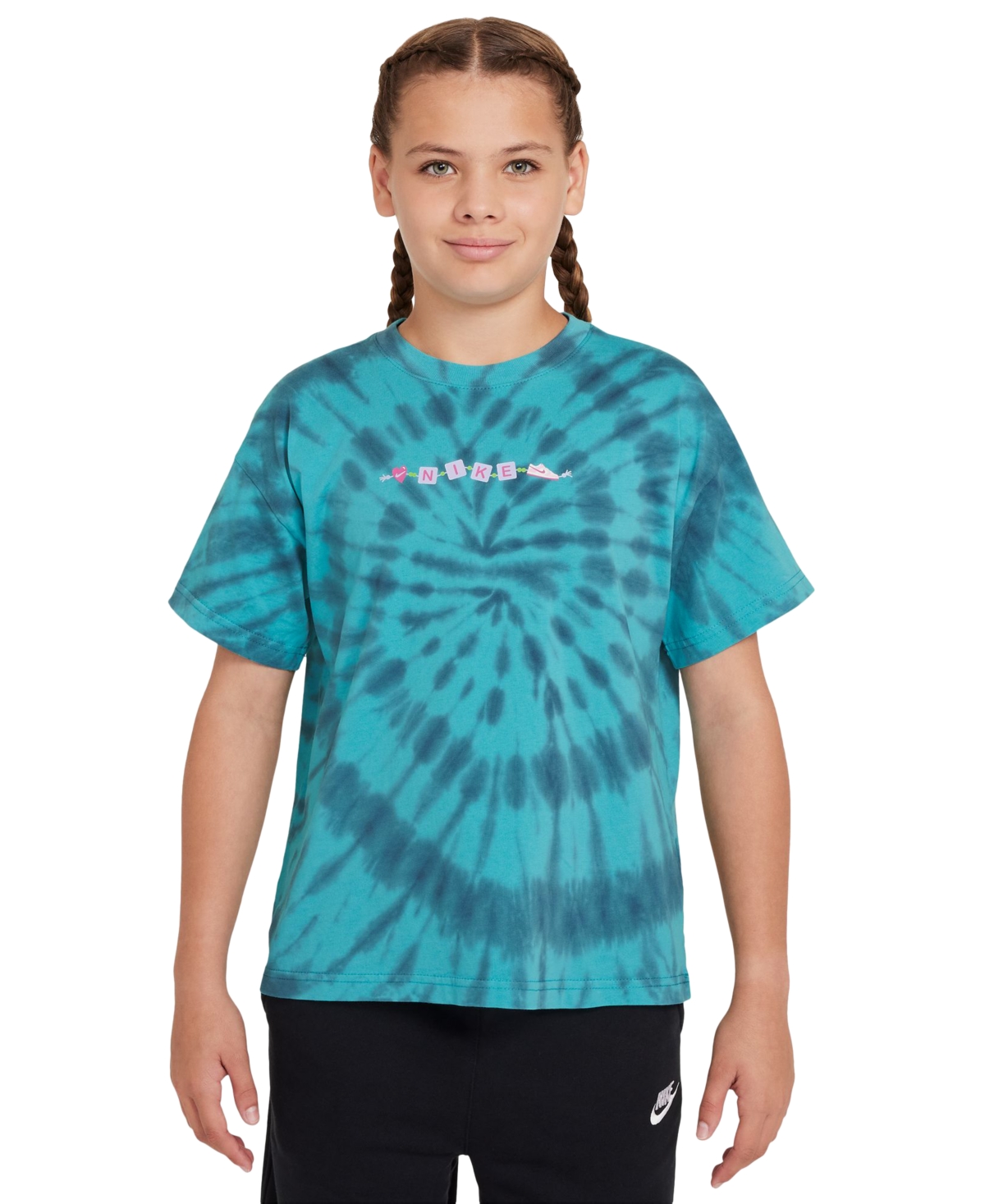 Click here for Nike Big Girls Sportswear Tie-Dyed Crewneck T-Shir... prices