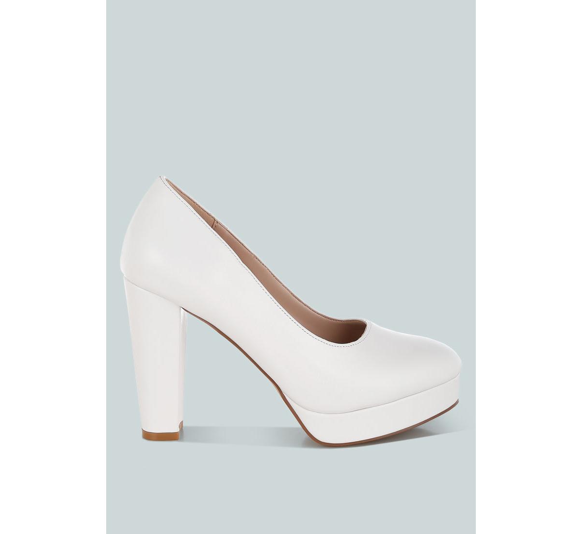 Click here for Damsor Leather Block Heel Pumps - White prices