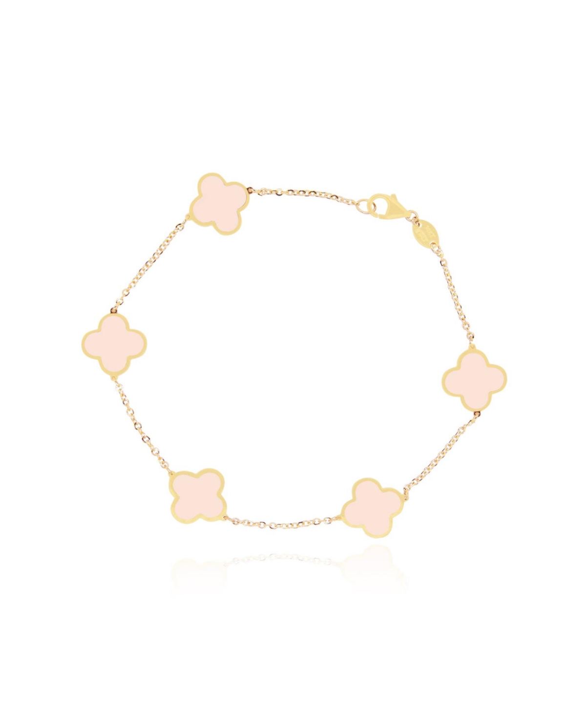 Click here for The Lovery Small Pink Pearl Clover Bracelet 14K Go... prices