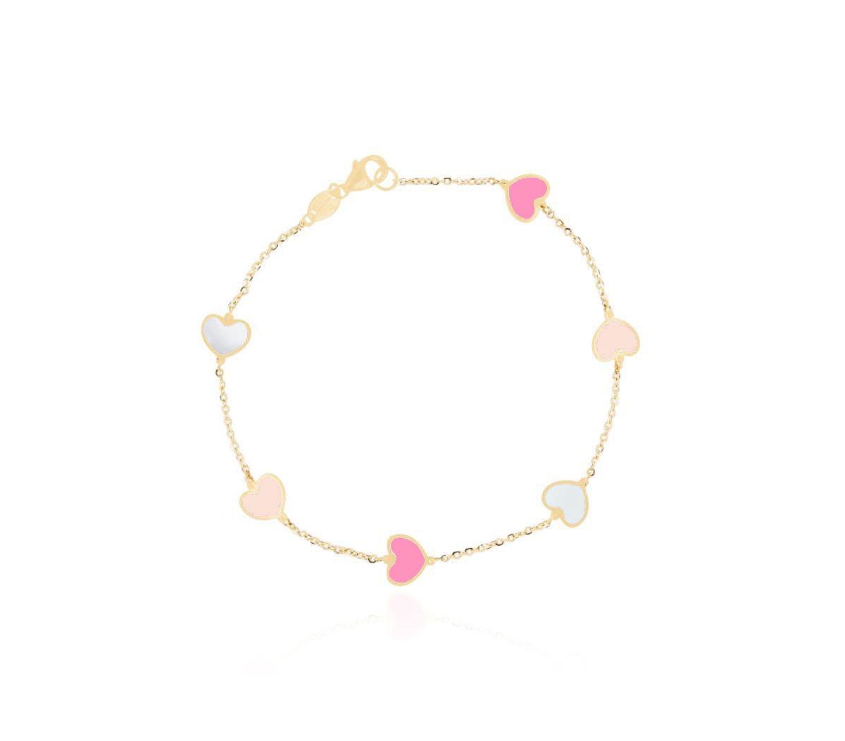 Click here for The Lovery Pink Mixed Heart Station Bracelet 14K G... prices