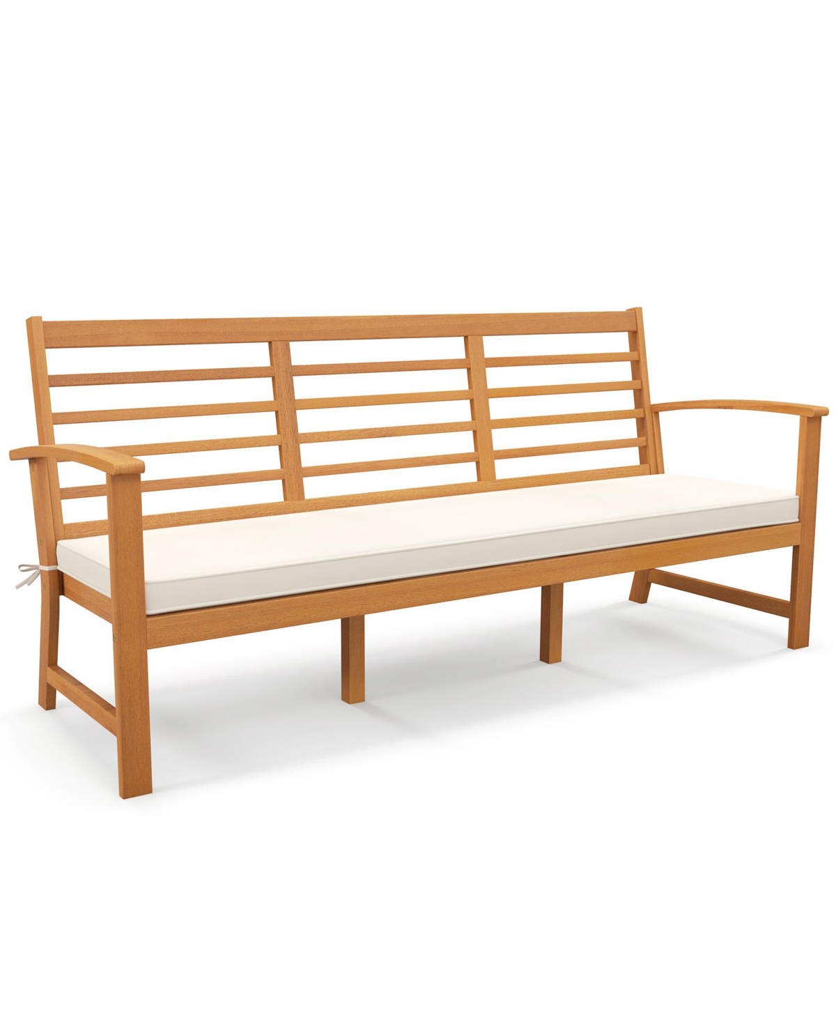 Click here for Patio Wood Bench with Seat Cushion and Slatted Sea... prices
