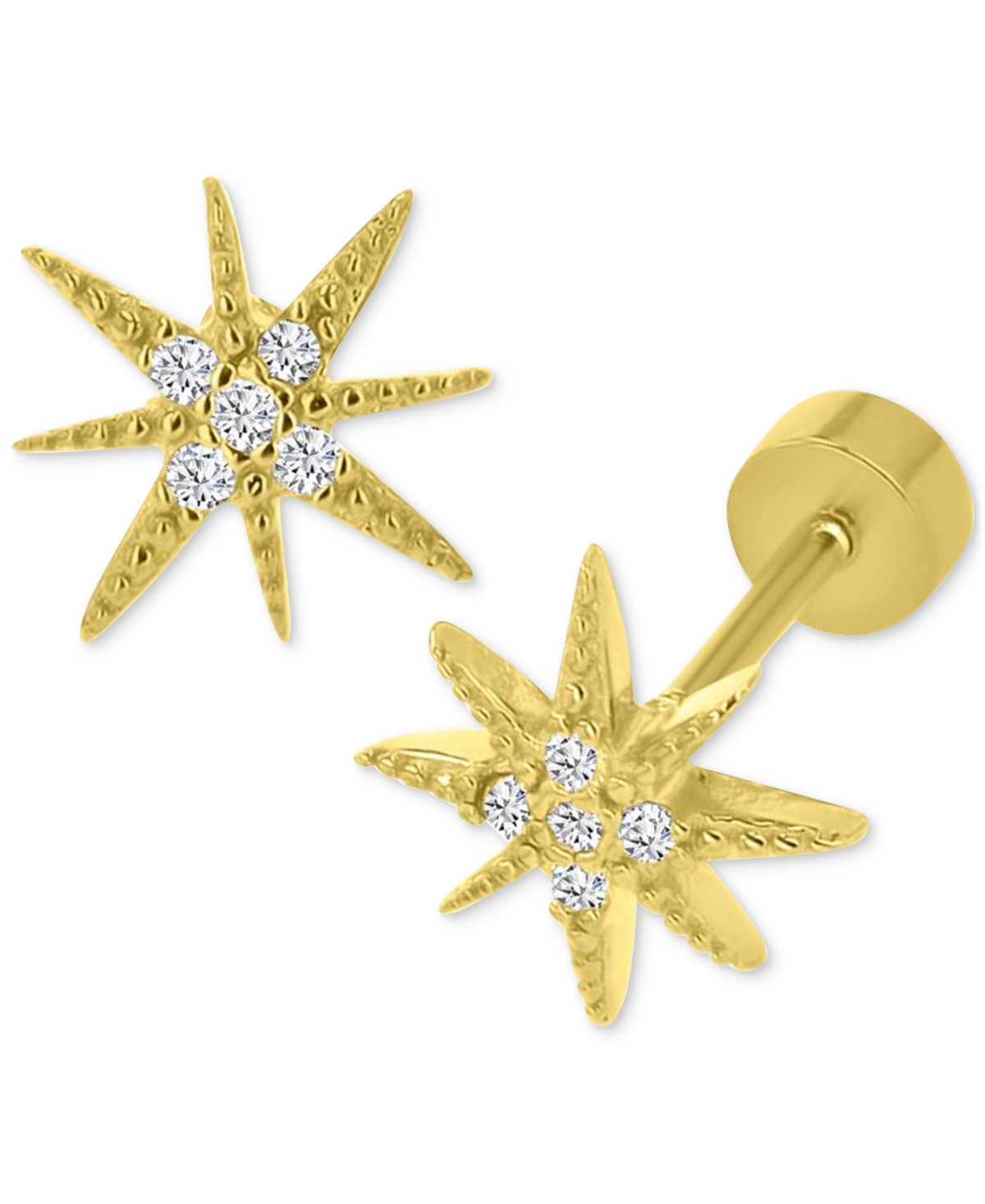 Click here for Cubic Zirconia Starburst Stud Earrings in 14k Gold... prices
