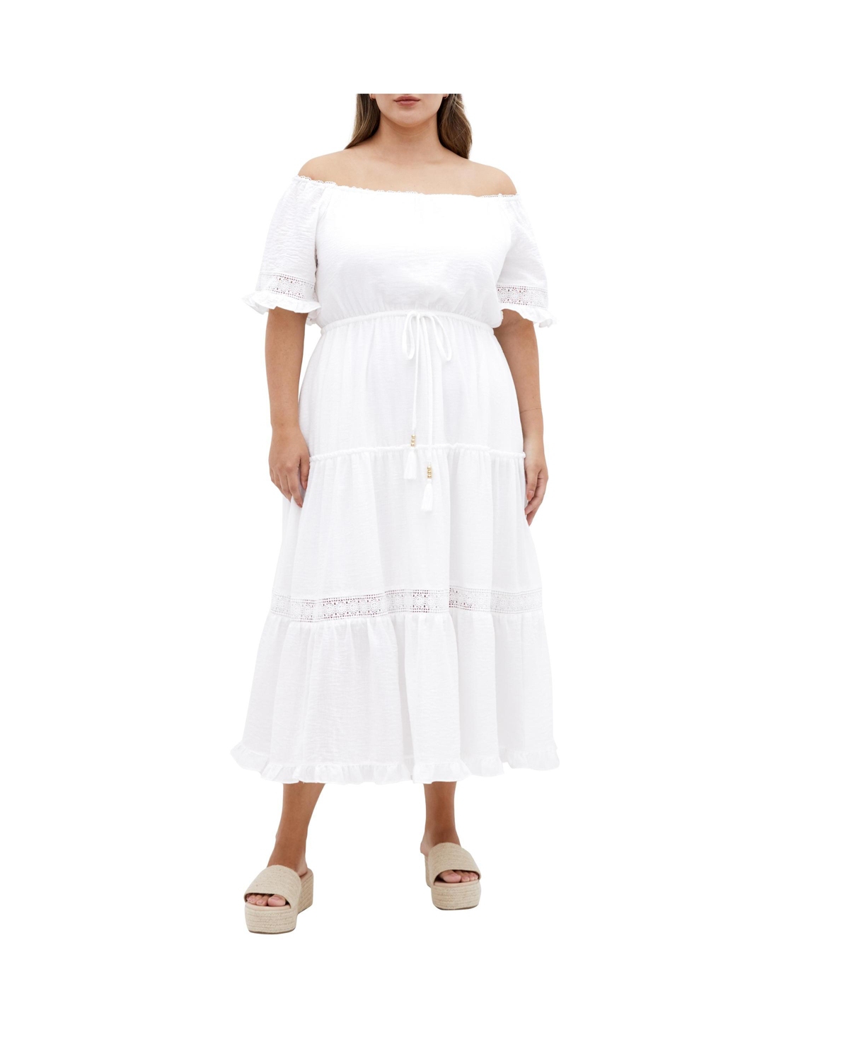 Click here for City Chic Womens Angel Midi Dress - Ivory prices
