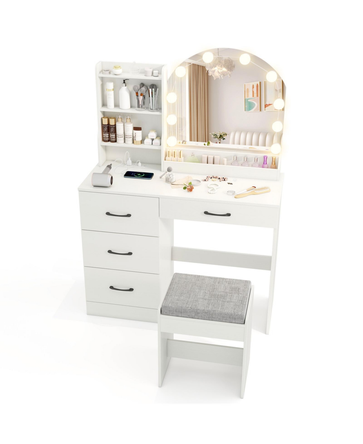Click here for Makeup Vanity Desk Dressing Table and Stool Set wi... prices