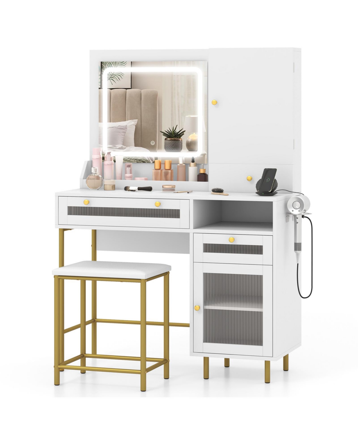 Click here for Modern Makeup Vanity Desk with Mirror and Lights a... prices