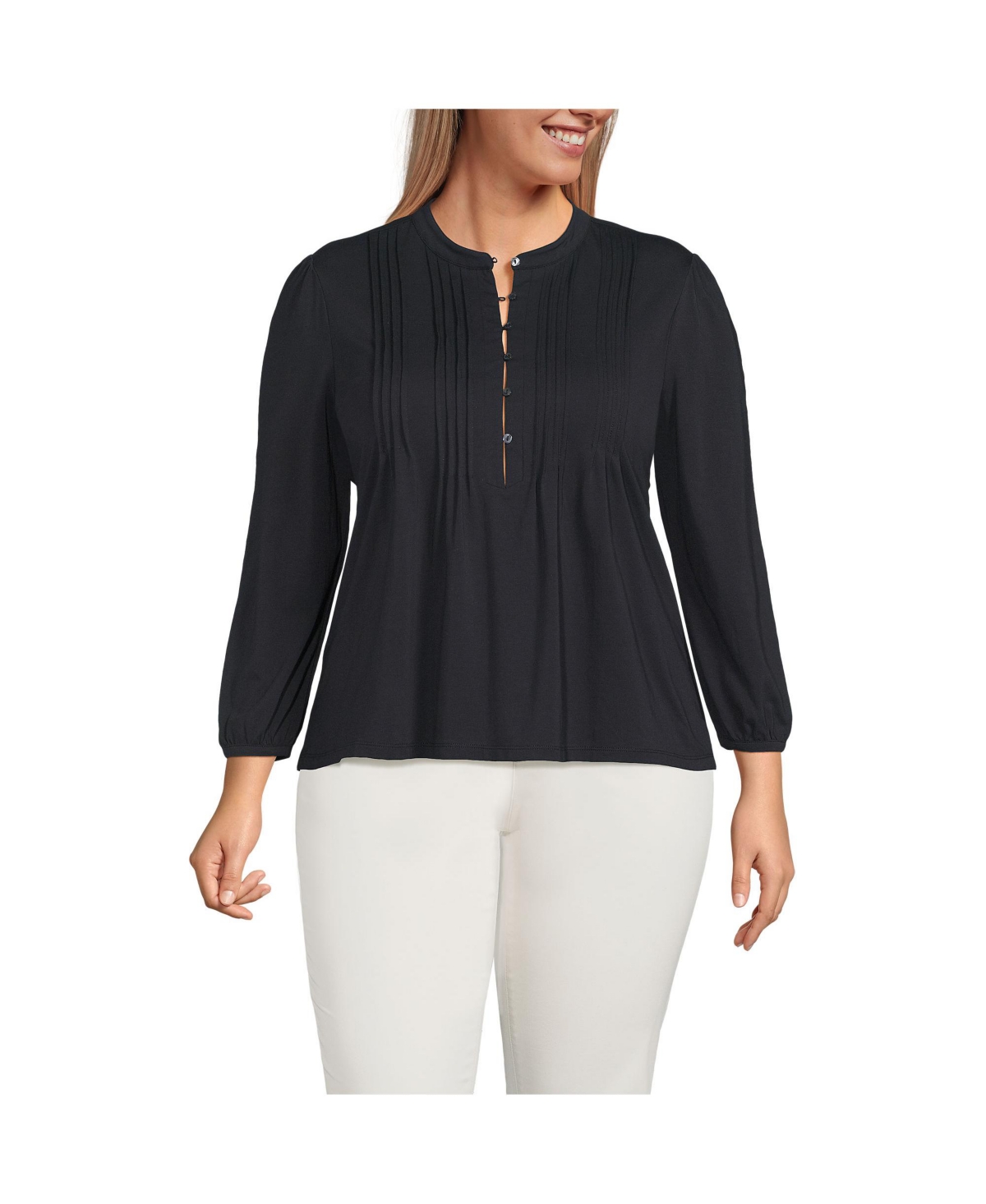 Click here for Lands End Plus Size Lightweight Jersey Button Pint... prices