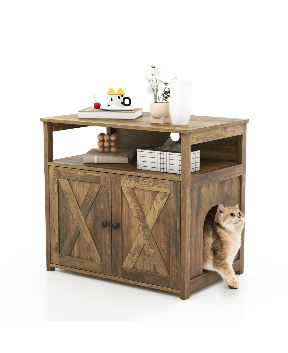 Click here for Cat Litter Box Enclosure with Double Barn Doors  D... prices