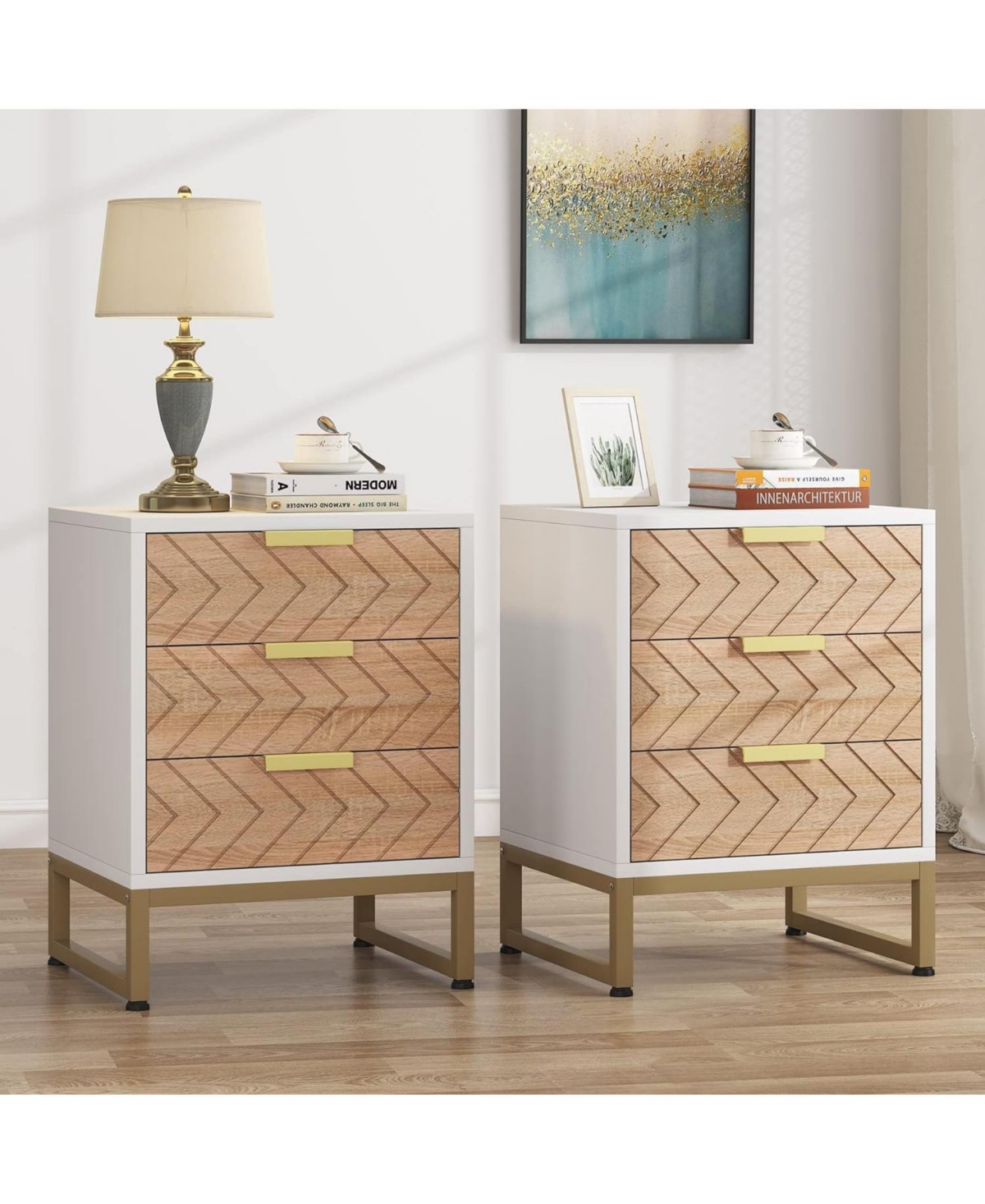 Click here for Tribesigns Nightstand Set of 2  Modern 3 Drawers B... prices