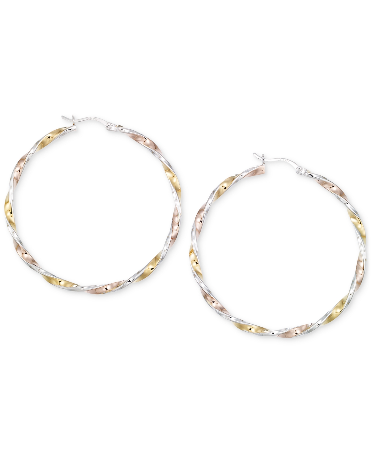 Click here for Diamond-Cut Hoop Earrings in 14K Tri-Tone Vermeil prices