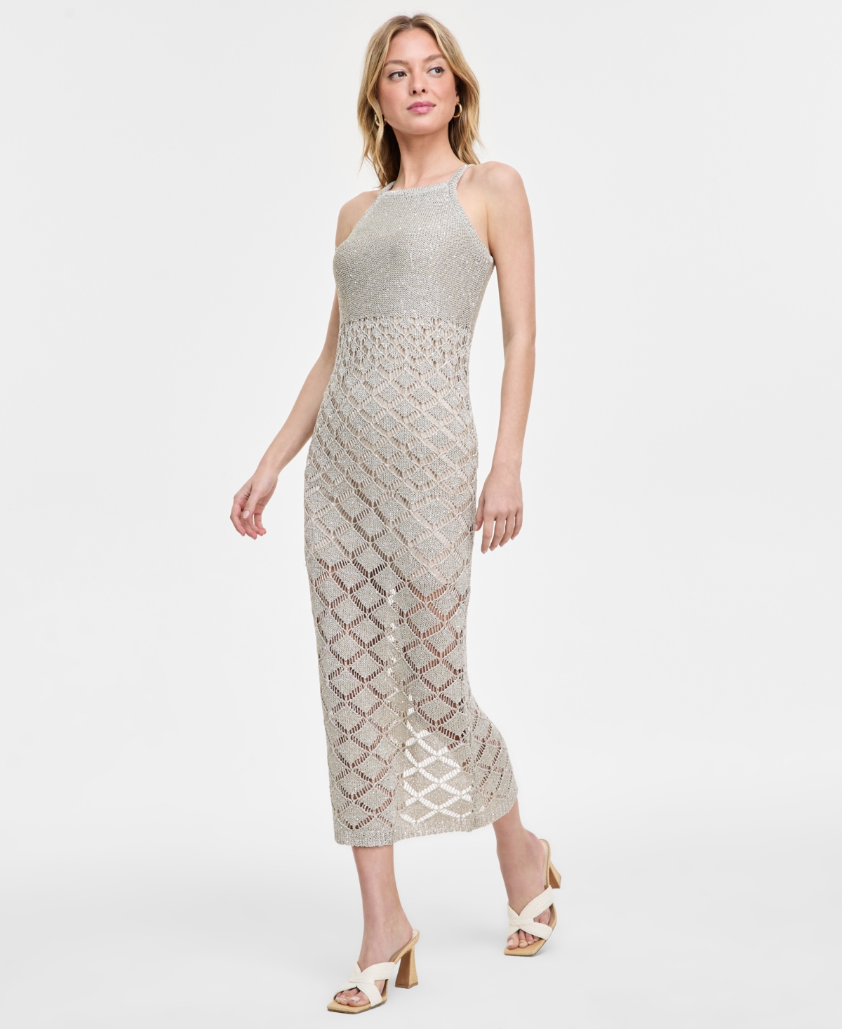 Click here for Bar Iii Womens Sleeveless Crochet Maxi Dress  Excl... prices