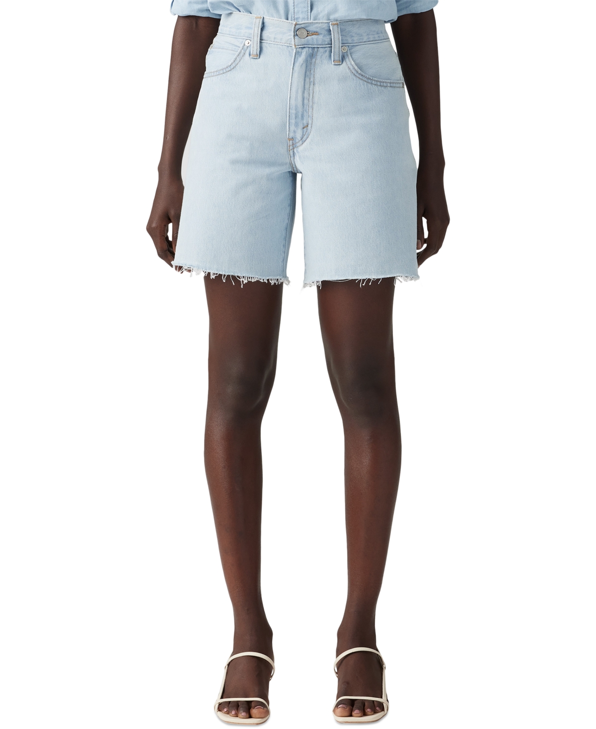 Click here for Levis Womens Mid-Rise 94 Baggy Denim Shorts - Mist... prices