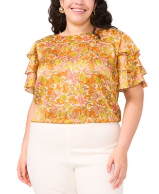Vince Camuto Plus Size Tiered Ruffle-Sleeve Blouse - Macy's