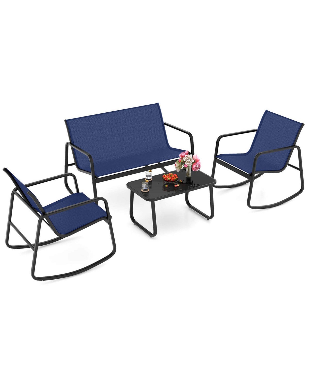 Click here for 4 Pcs Patio Rocking Set 2 Rocking Chairs & Lovesea... prices