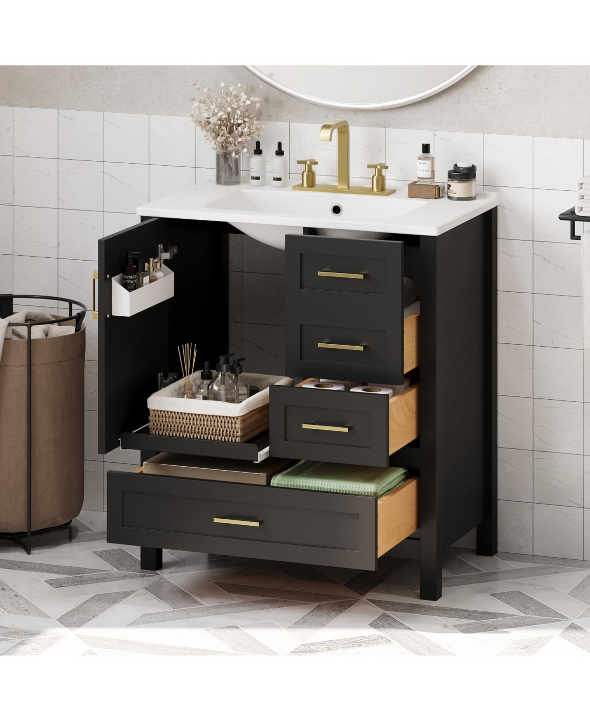 Click here for Streamdale 30" Black Bathroom Vanity with Sof... prices