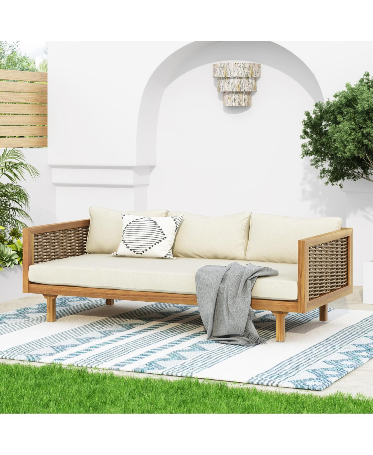Click here for Streamdale Acacia Wood Daybed with Water-Resistant... prices