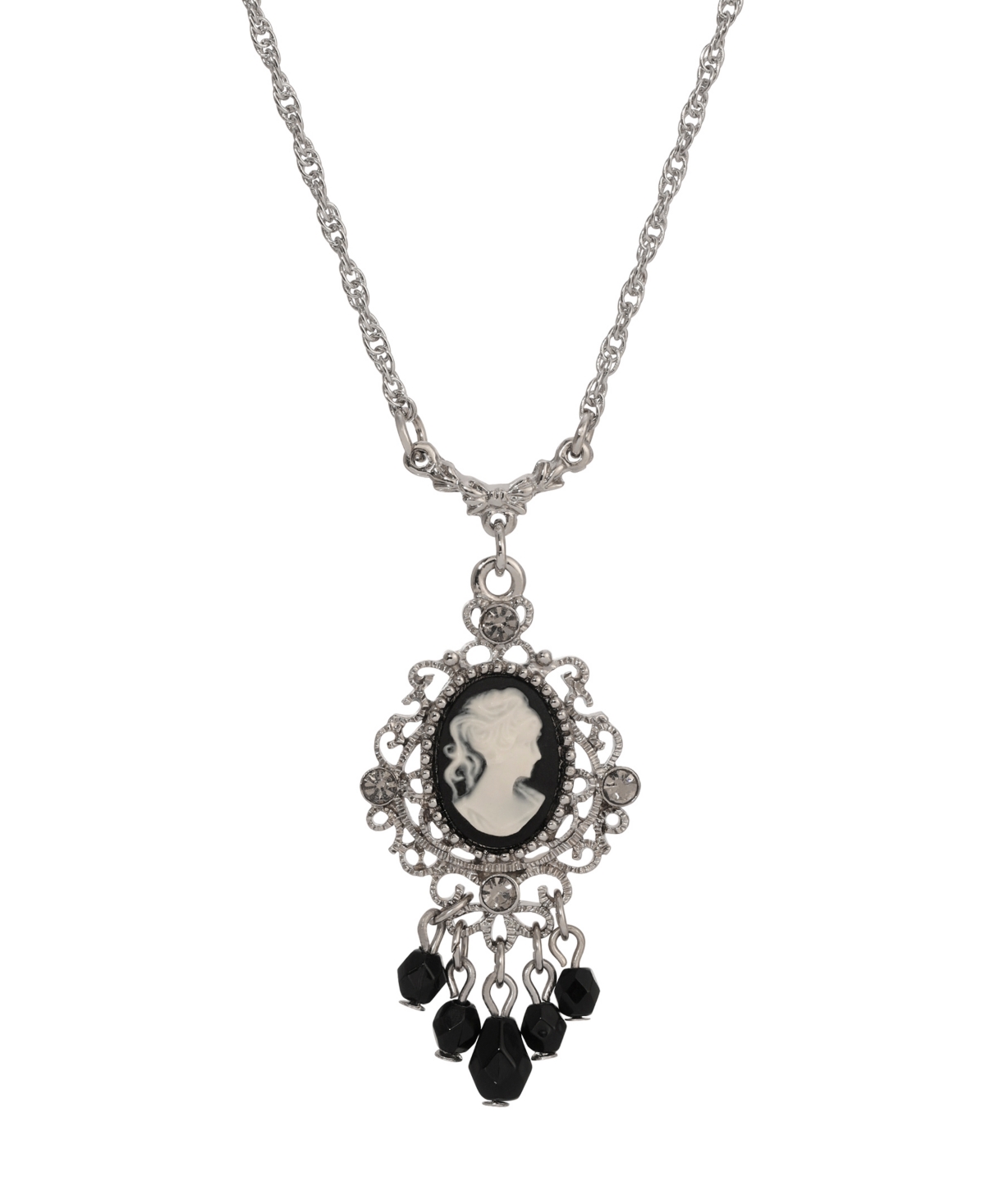 Click here for 2028 Resin Cameo Glass Crystal Necklace - Black prices