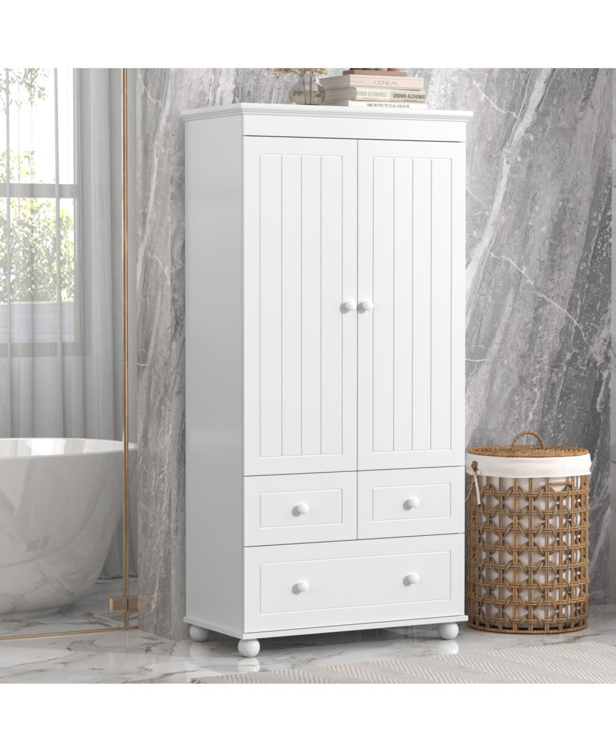 Click here for Tall Storage Cabinet with Three Drawers for Bathro... prices