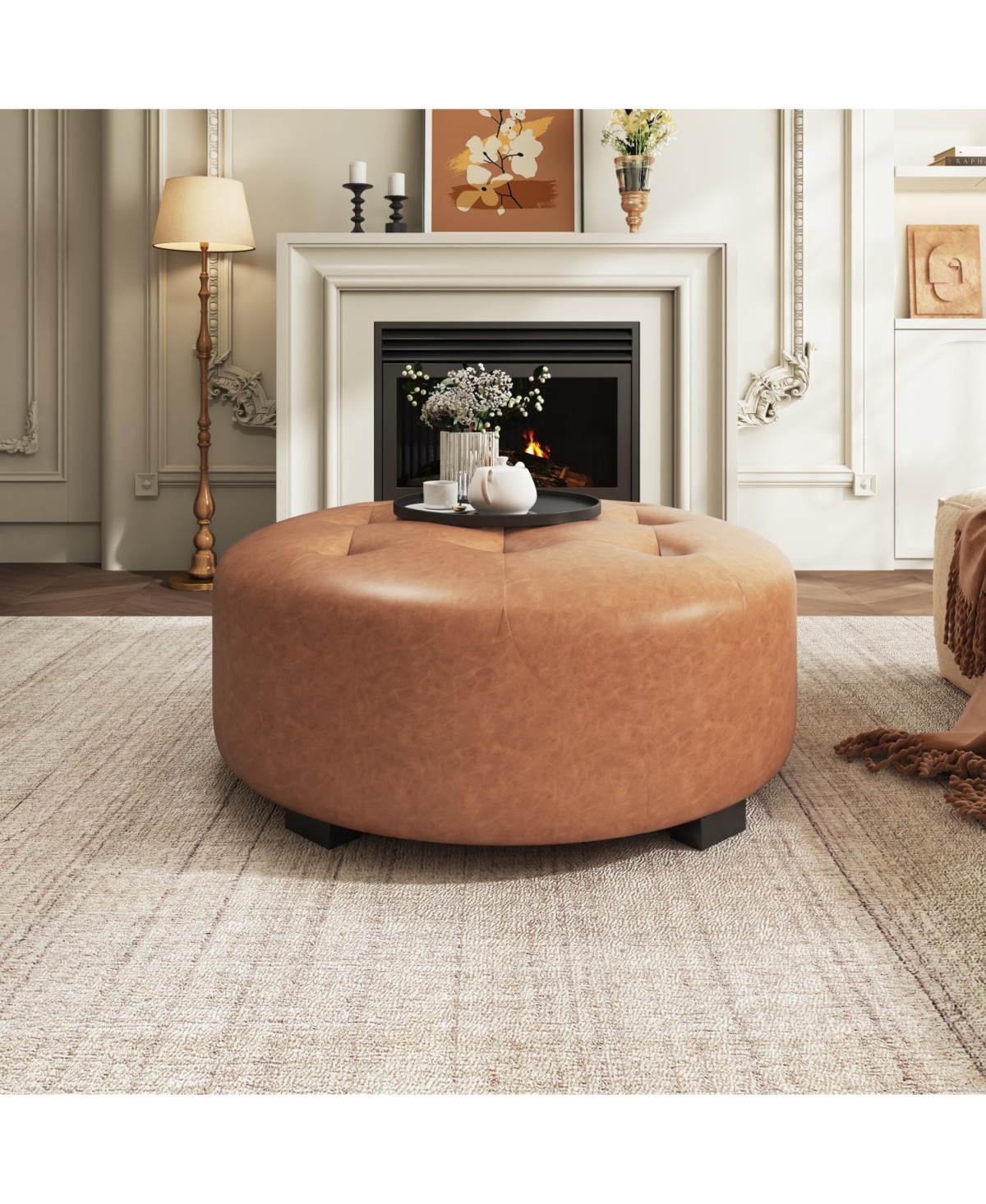 Click here for Streamdale Upholstered Button Tufted Round Ottoman... prices