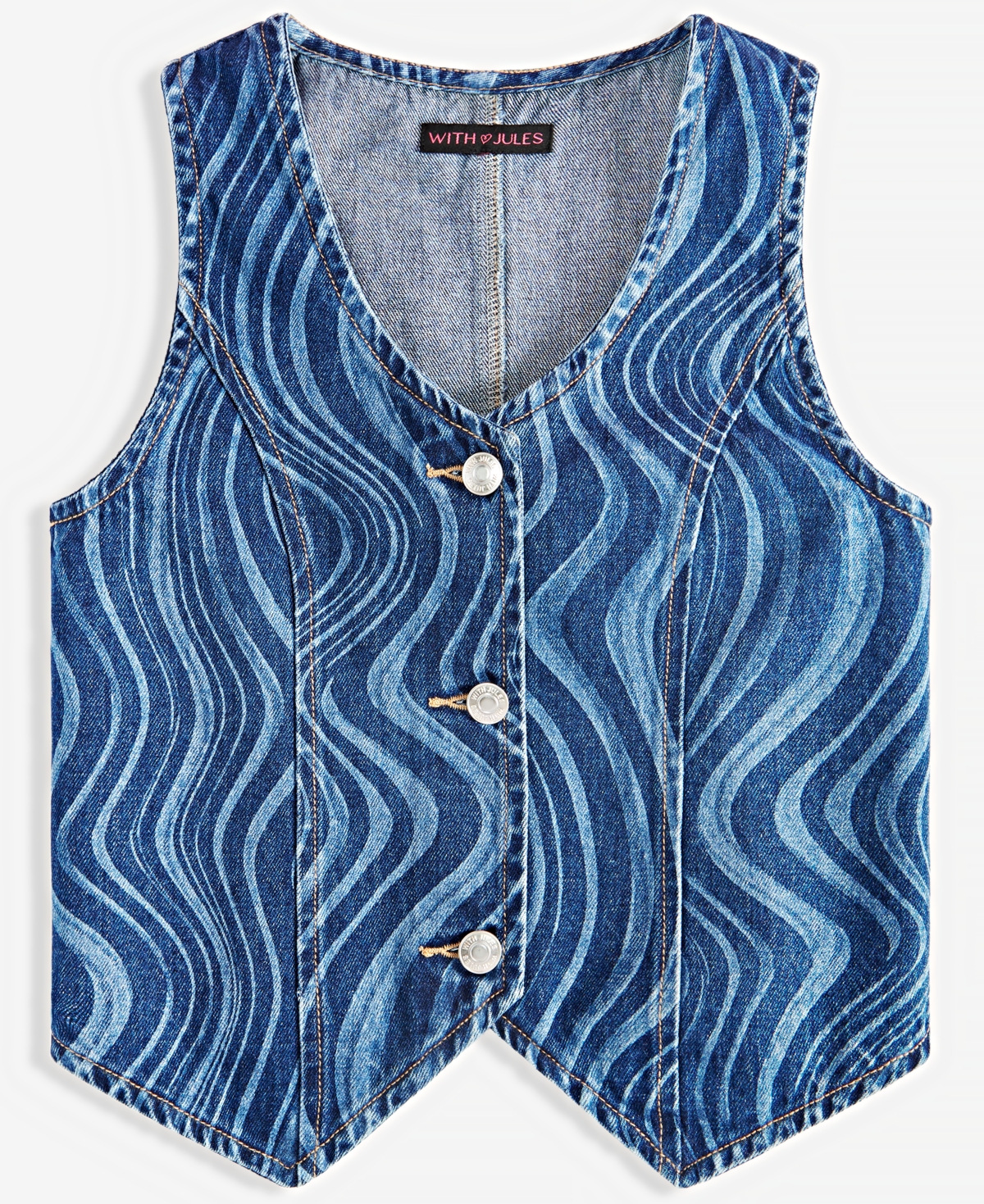 Click here for With Jules Big Girl Cotton Denim Wave Wash Vest To... prices