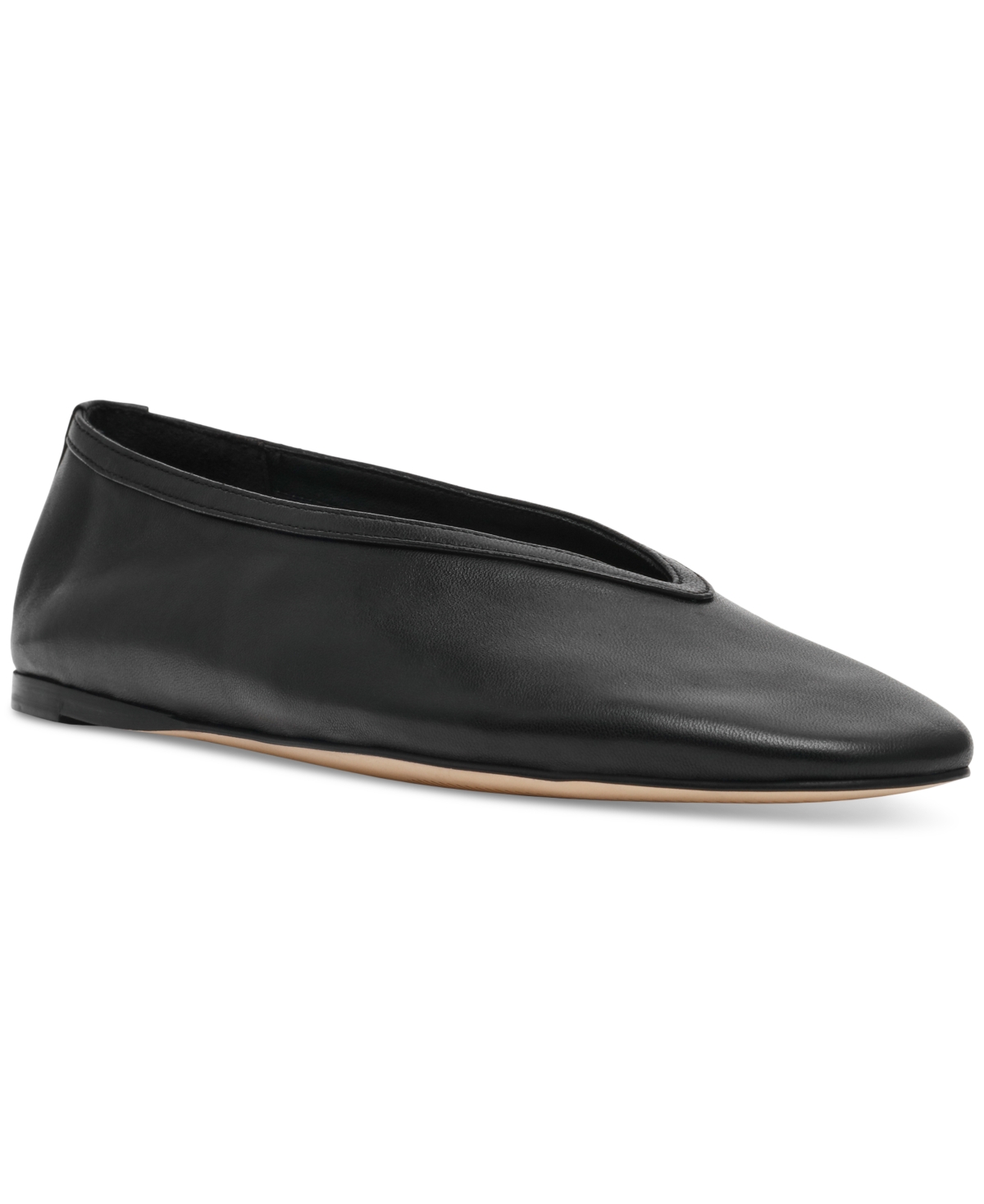 Steve Madden Womens Leni Snip-Toe Flats - Black Leather