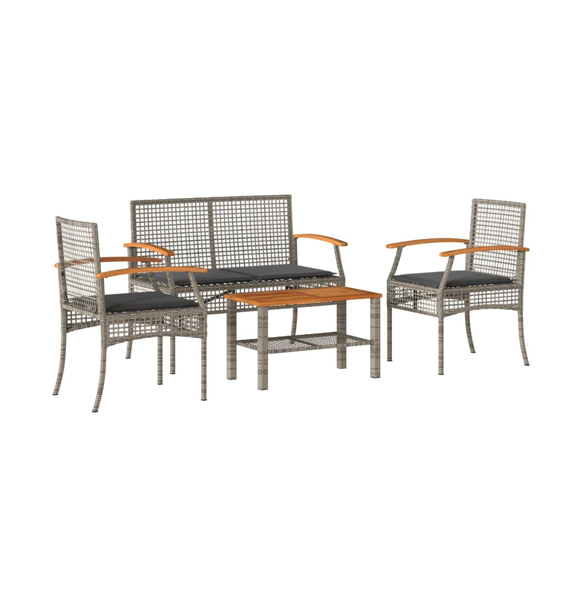 Click here for 4 Piece Patio Lounge Set with Cushions Gray Poly R... prices