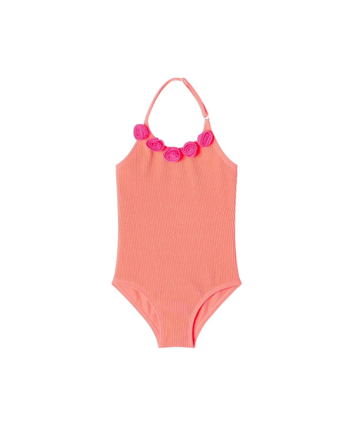 Click here for Toddler/Child Girls Orange Textured Halter Swimsui... prices
