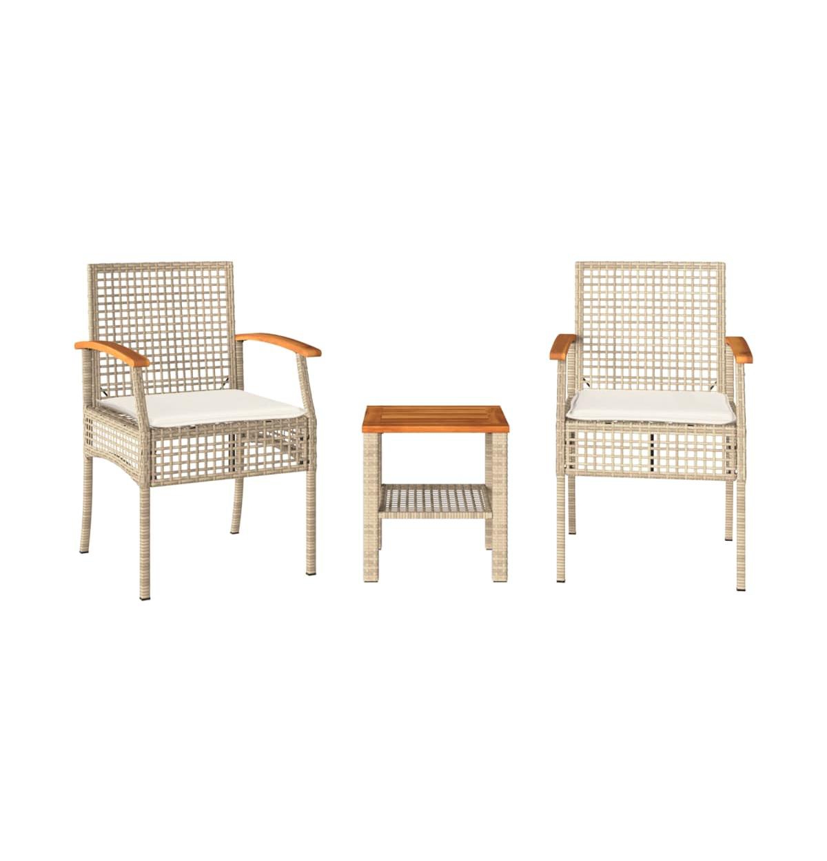 Click here for 3 Piece Bistro Set with Cushions Beige Poly Rattan... prices