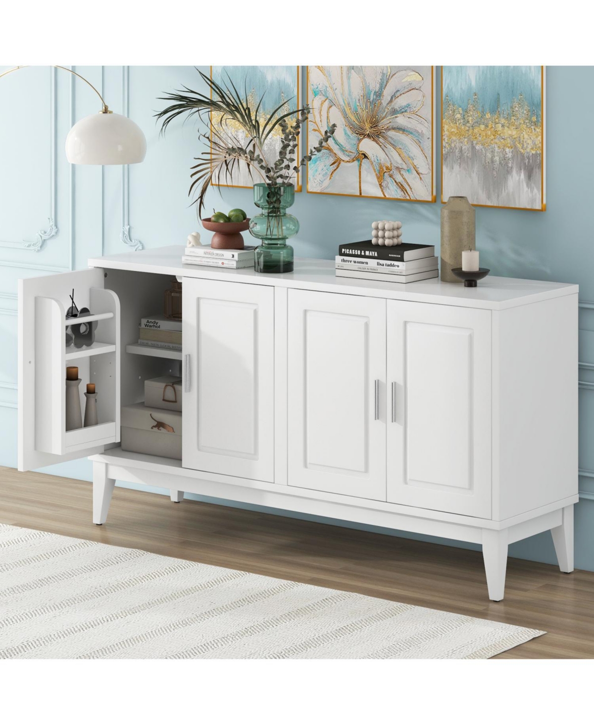 Click here for Streamdale White 4-Door Sideboard Cabinet with Adj... prices