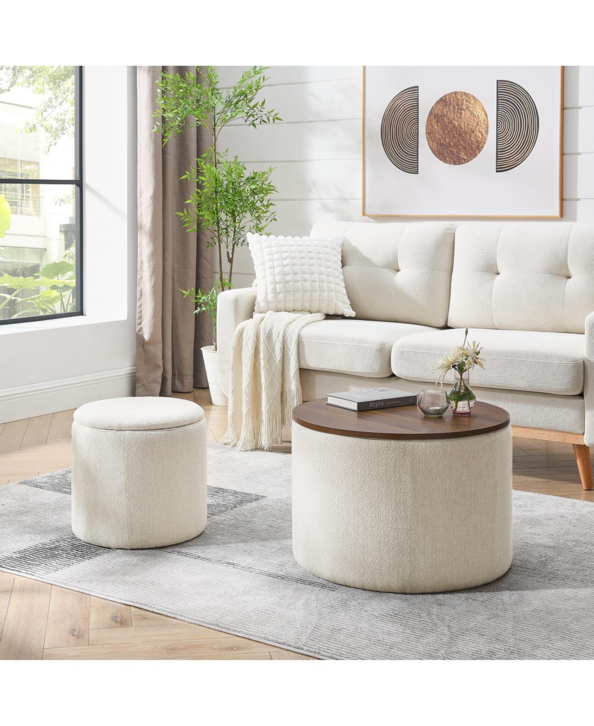 Click here for Streamdale 2-in-1 Chenille Ottoman with Stool and... prices