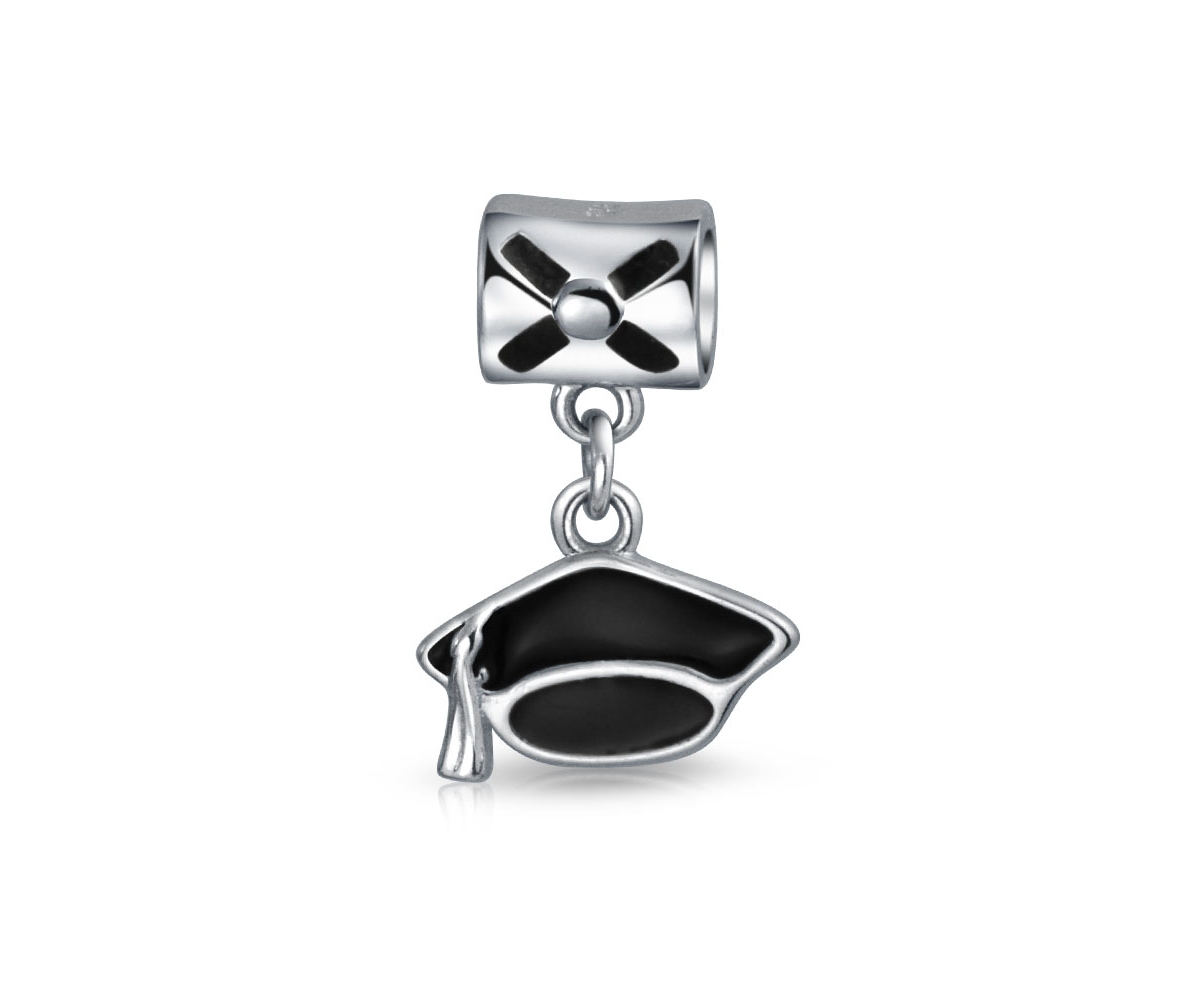 Click here for Bling Jewelry Oval Graduate Cap Dangle Charm Bead... prices