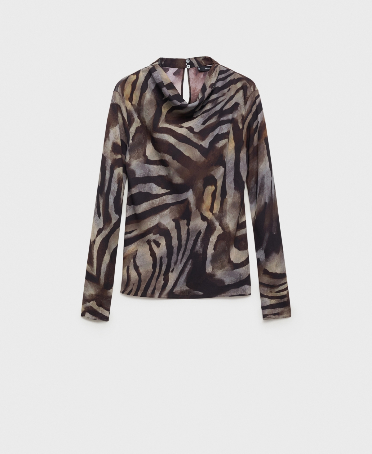 Click here for Mango Womens Animal Print Satin Blouse Top - Brown prices
