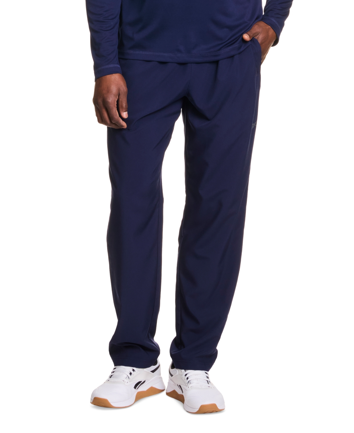 Reebok Mens Regular-Fit Woven Pants - Vector Navy/White