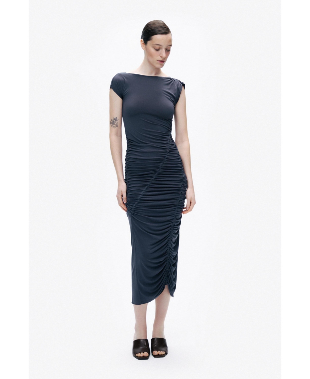 Click here for Nocturne Womens Draped Pleated Maxi Dress - Anthra... prices