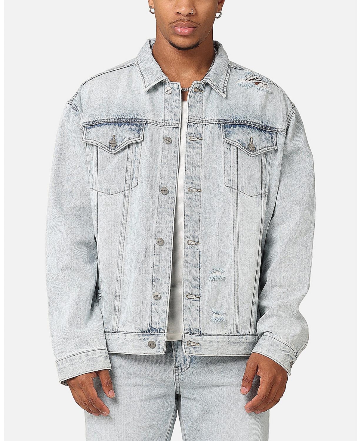 Click here for Saint Morta Mens Denim Trucker Jacket - Light blue... prices