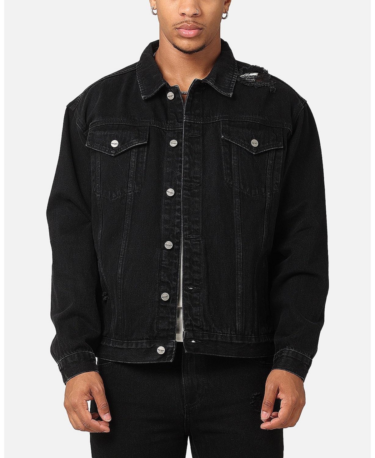 Click here for Saint Morta Mens Denim Trucker Jacket - Washed bla... prices
