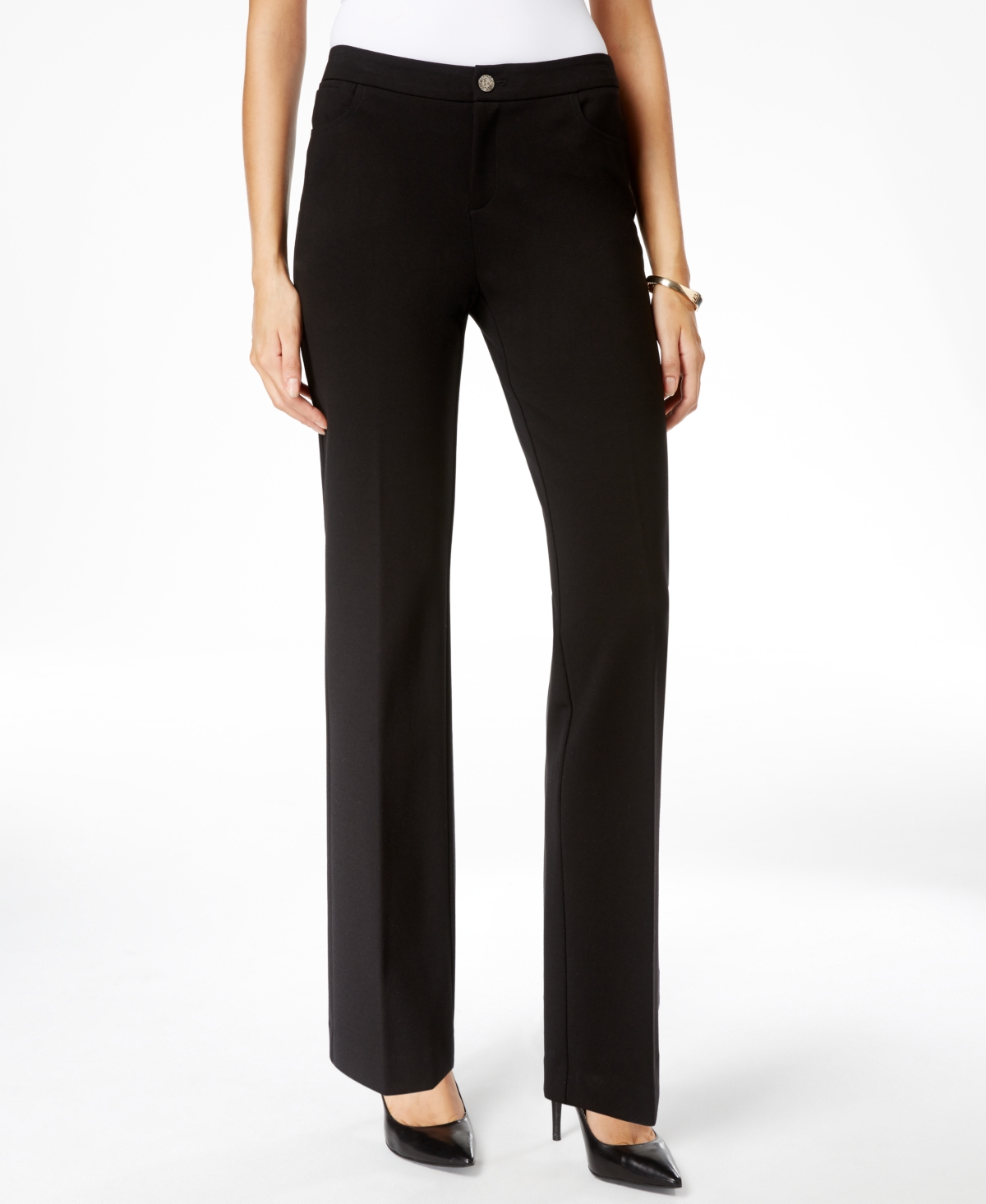 Anne Klein Petite Mid-Rise Pants - Black