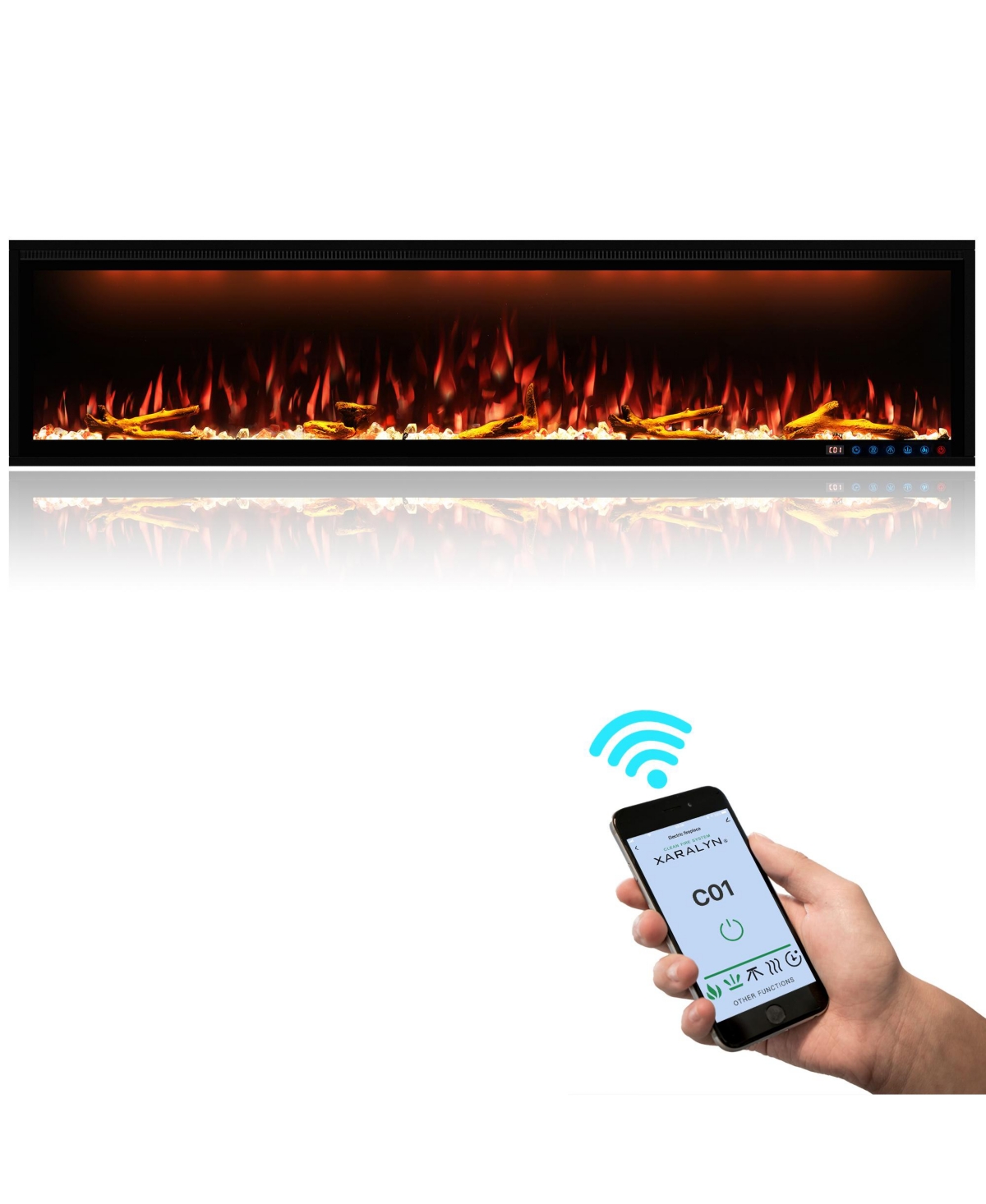 Click here for Smart 74 Wall-Mounted Electric Fireplace with Real... prices
