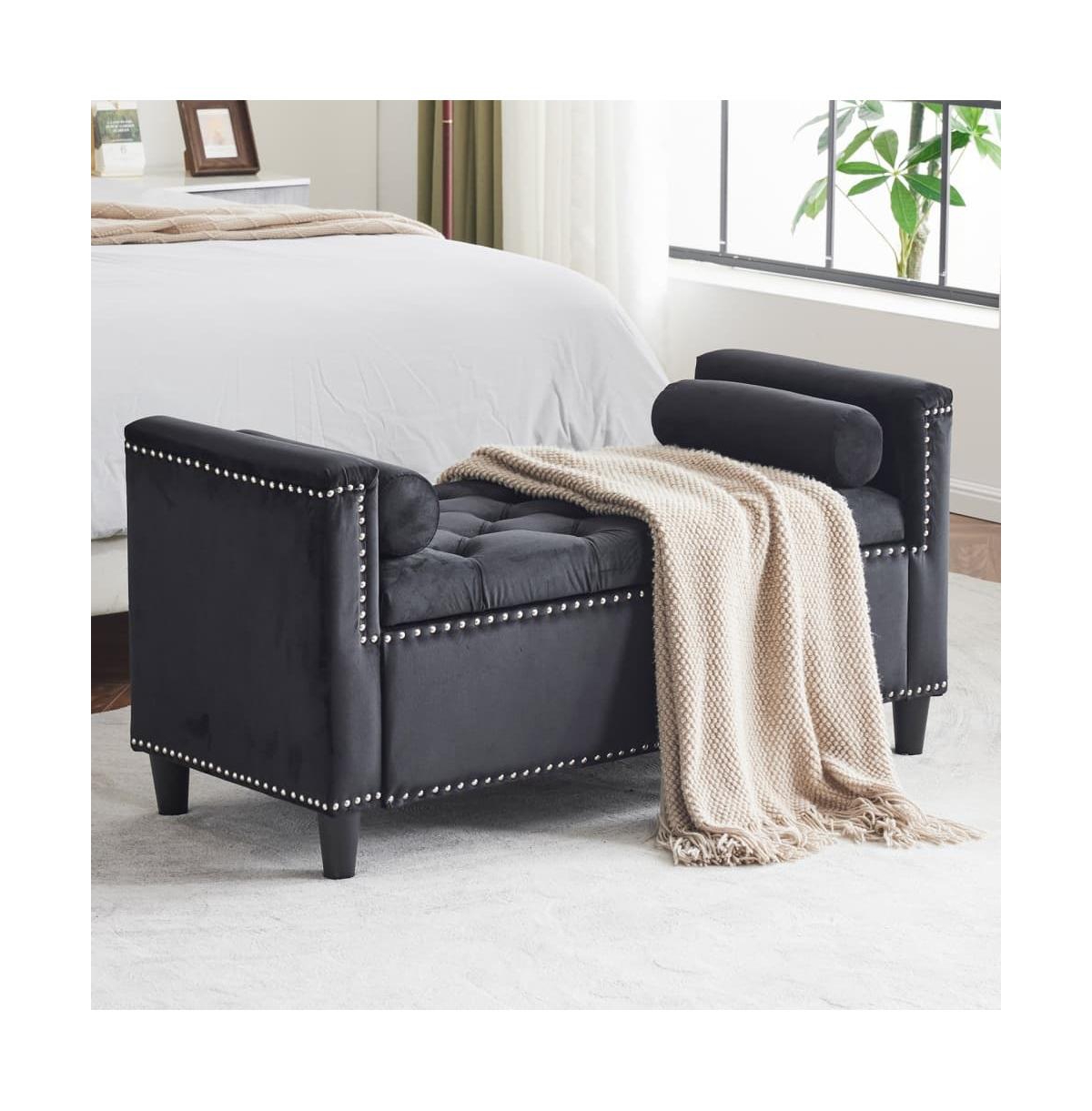 Click here for 44.5 Velvet Storage Bench  Tufted Upholstered Bedr... prices