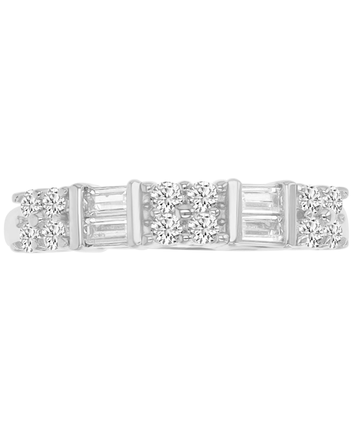 Click here for Cubic Zirconia Round & Baguette Band in Sterling S... prices