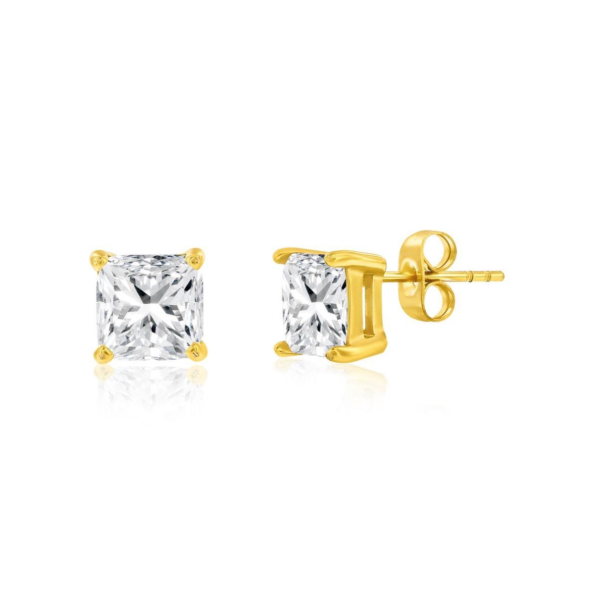 Click here for Stainless Steel  8mm Square Cz Studs - Gold prices