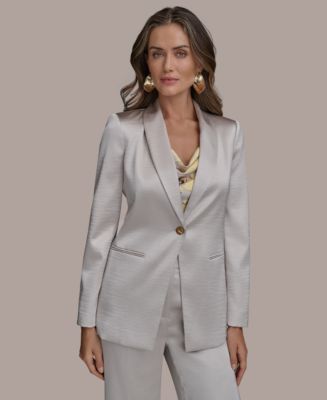 Donna Karan New York Women's Satin One-Button Blazer - Macy's