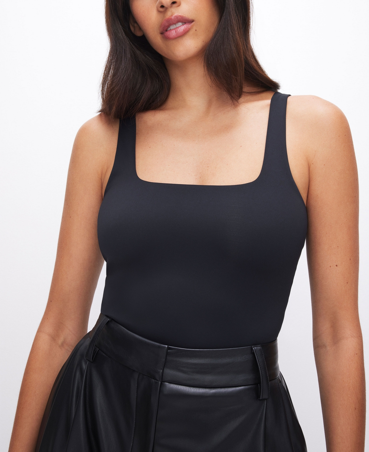 Good American Womens Scuba Modern Tank Bodysuit - Black