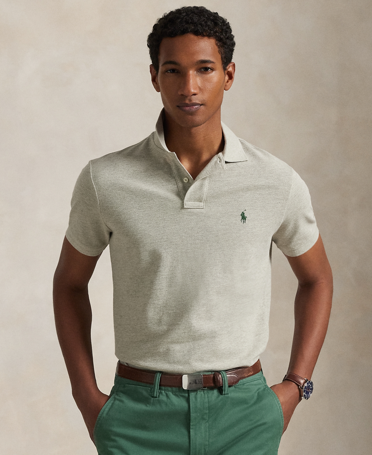 Polo Ralph Lauren Mens Classic-Fit Cotton Polo Shirt - Light Sport Heather