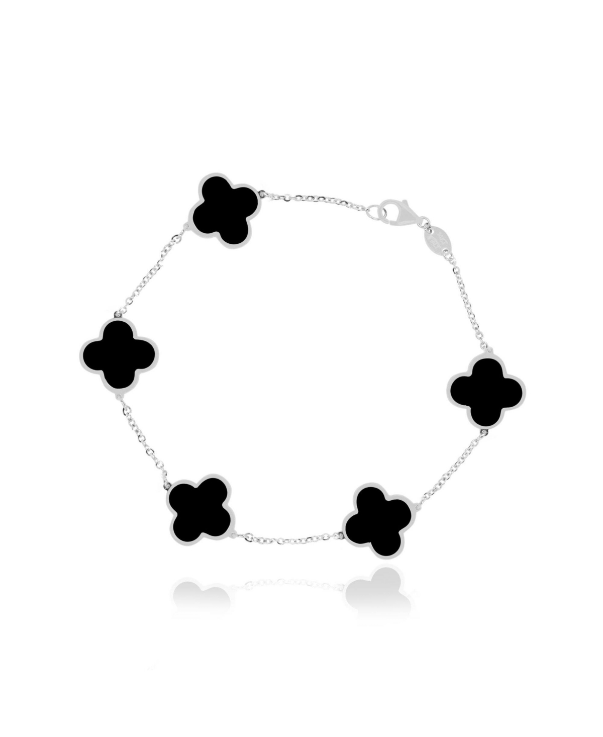 Click here for The Lovery Large Onyx Clover Bracelet 14K White Go... prices