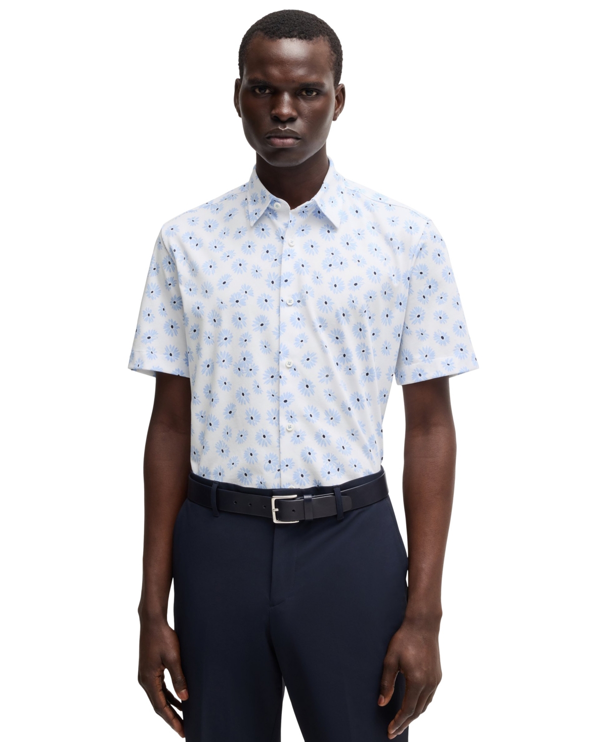 Click here for Boss by Hugo Boss Mens Cotton-Blend Slim-Fit Dress... prices