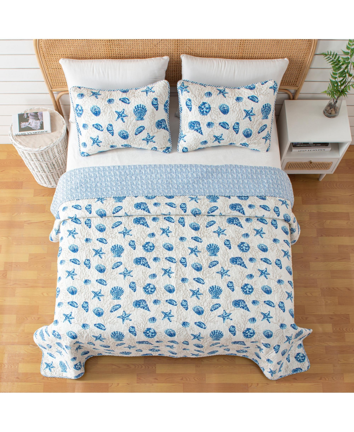 Click here for Linery & Co. Coastal Microfiber Quilt Set With Sha... prices