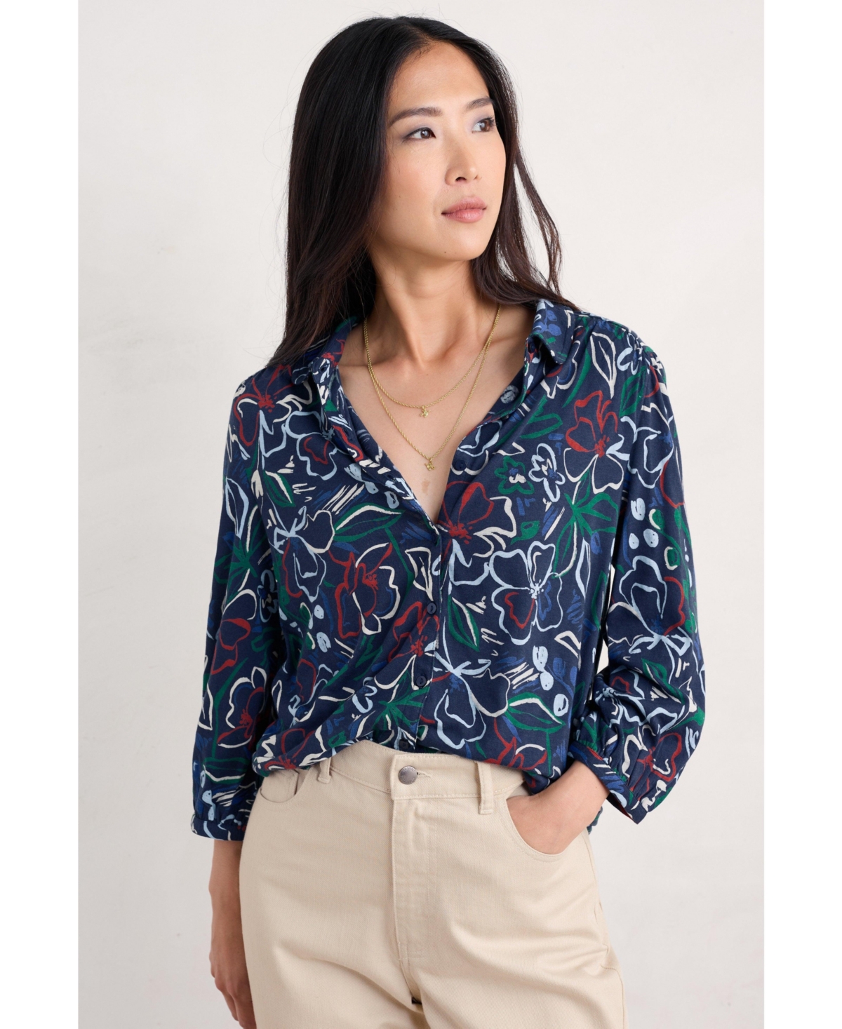 Click here for Seasalt Cornwall Womens 3/4 Embrace Shirt - Painte... prices