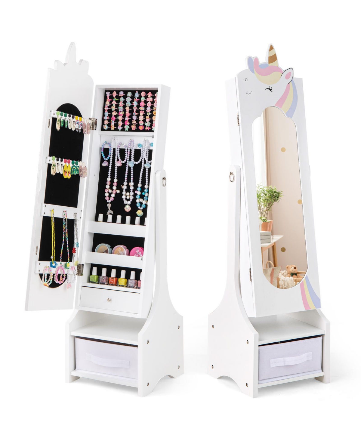 Click here for Kids Jewelry Armoire Cabinet with Storage and 2 Ti... prices
