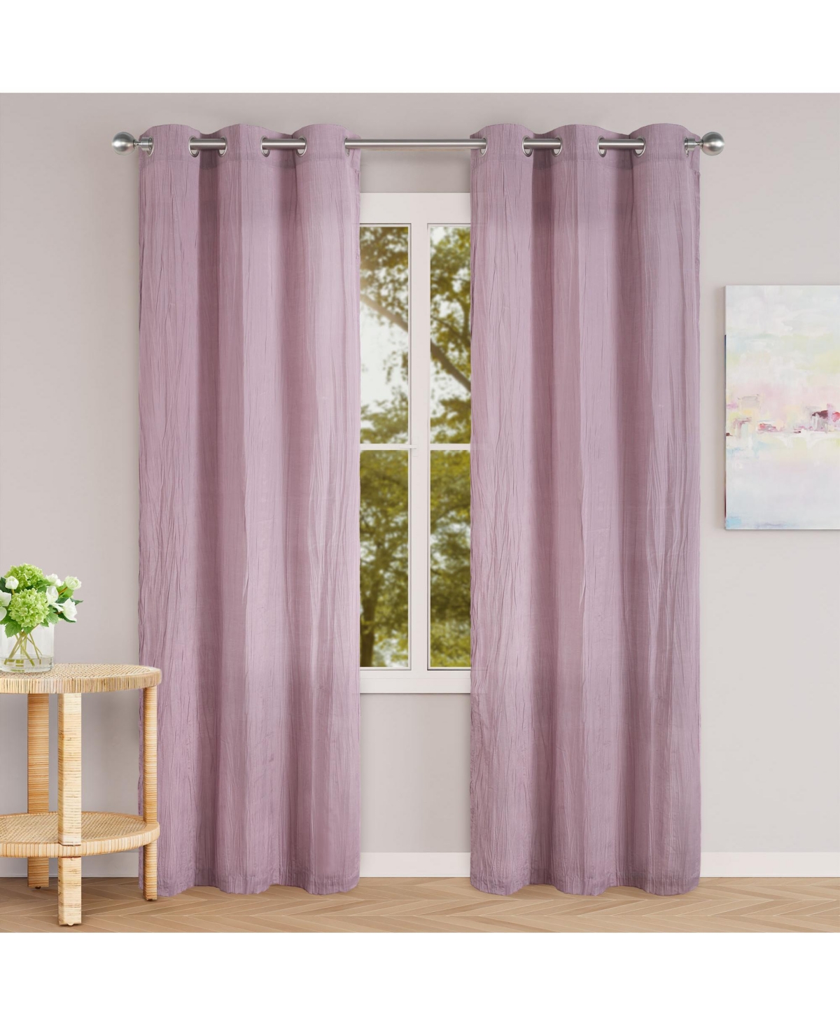 Click here for Grommet Broomstick Crush Curtains Pair  38X63 - Li... prices