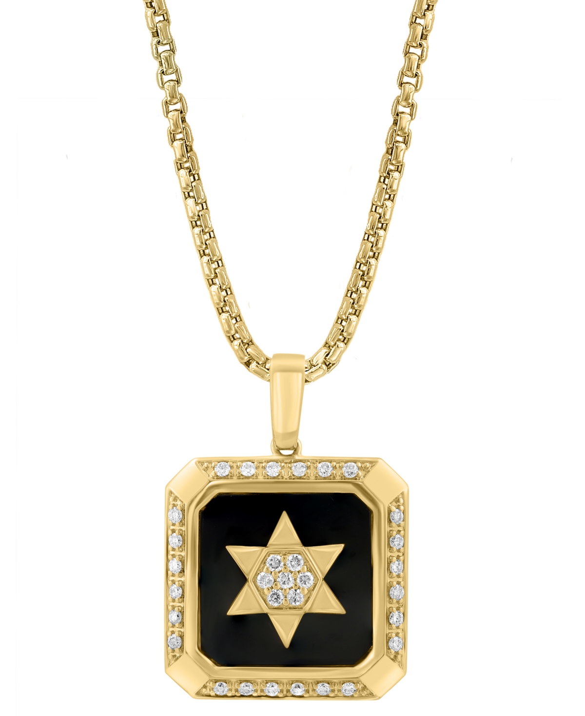 Click here for Effy Mens Onyx & Diamond Star Inlay Square 22 Pend... prices